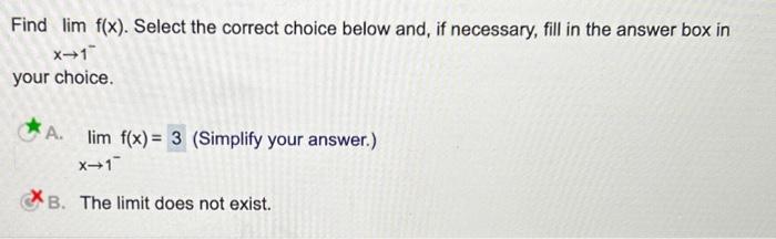 Solved a. Find limf(x). Select the correct choice below and, | Chegg.com