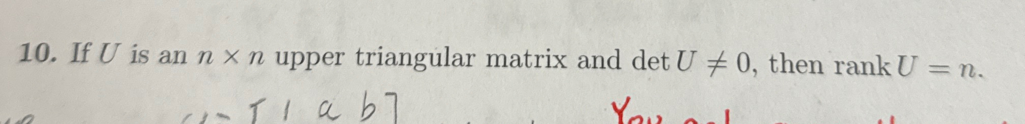 Solved If U ﻿is an n×n ﻿upper triangular matrix and detU≠0, | Chegg.com