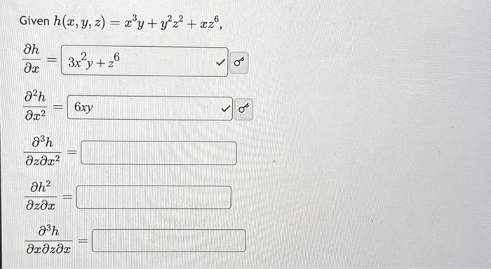 Solved Given h(x,y,z)=x3y+y2z2+xz6 | Chegg.com