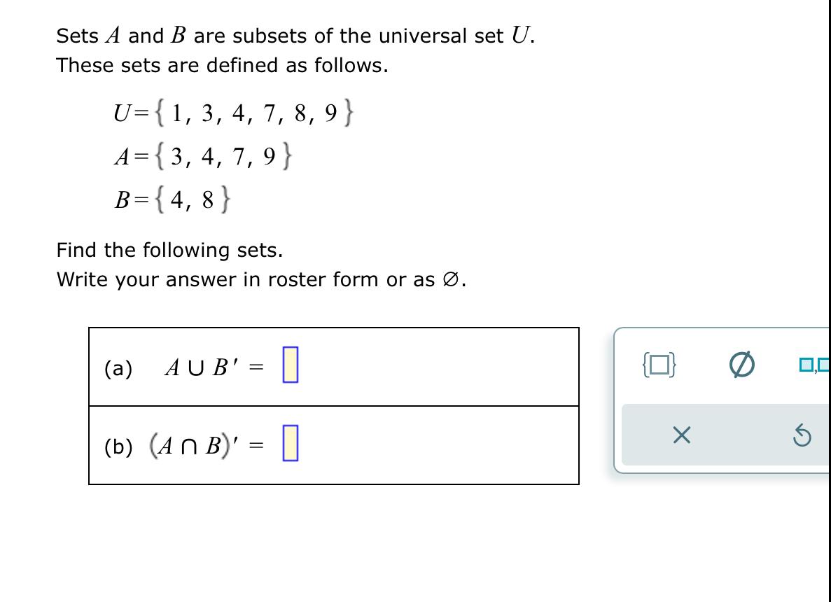 Solved Sets A and B are subsets of the universal set | Chegg.com