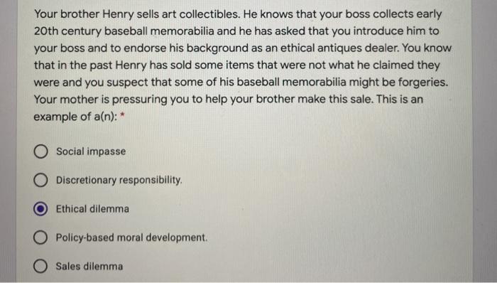 Solved Your brother Henry sells art collectibles. He knows | Chegg.com