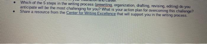 Solved Which of the 5 steps in the writing process | Chegg.com