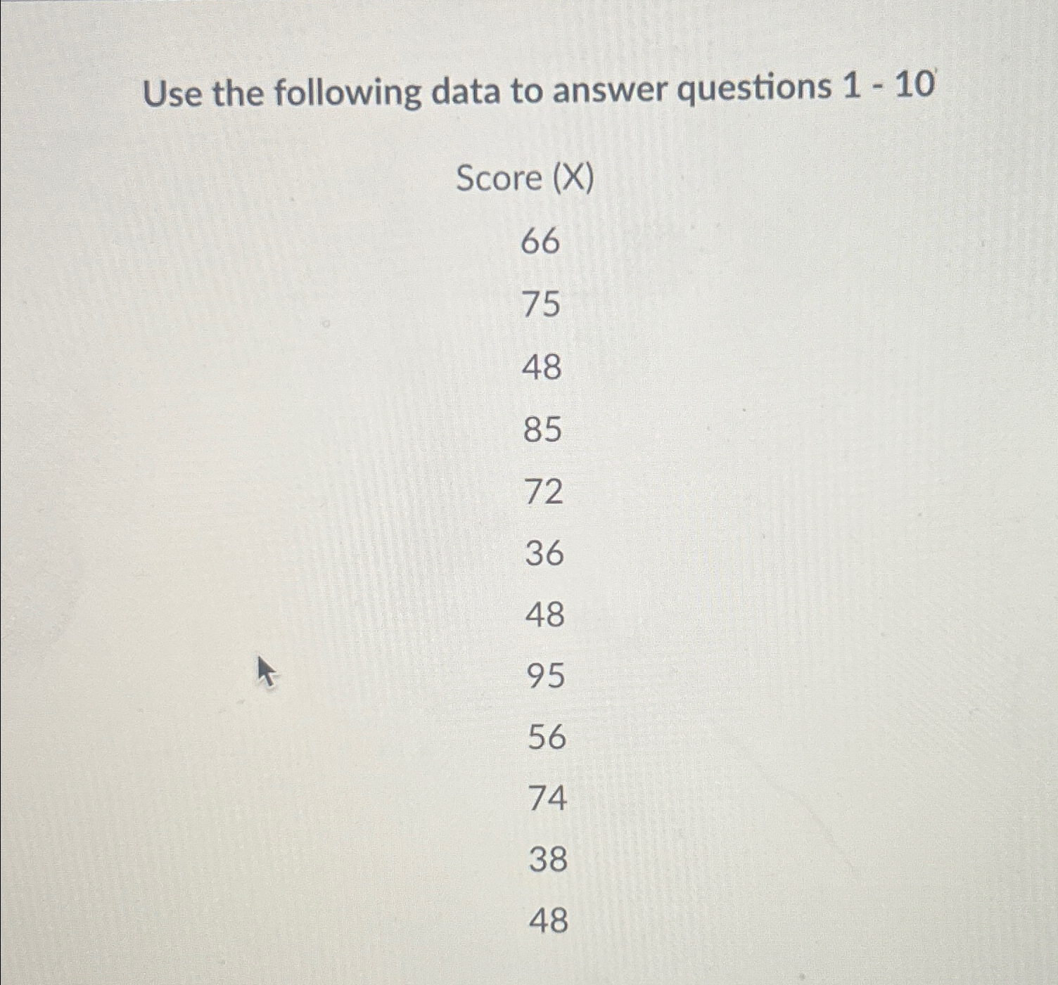 Solved Use the following data to answer questions | Chegg.com