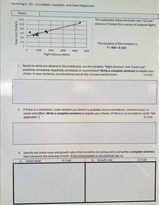 Solved Modeling 4 - ICE - Correlation, Causation, and Linear | Chegg.com