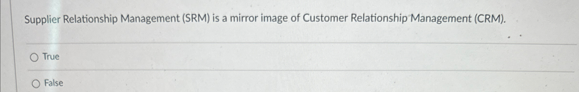 Solved Supplier Relationship Management (SRM) ﻿is a mirror | Chegg.com