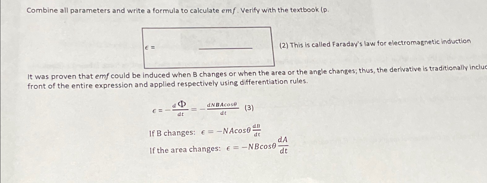 Solved Combine all parameters and write a formula to | Chegg.com