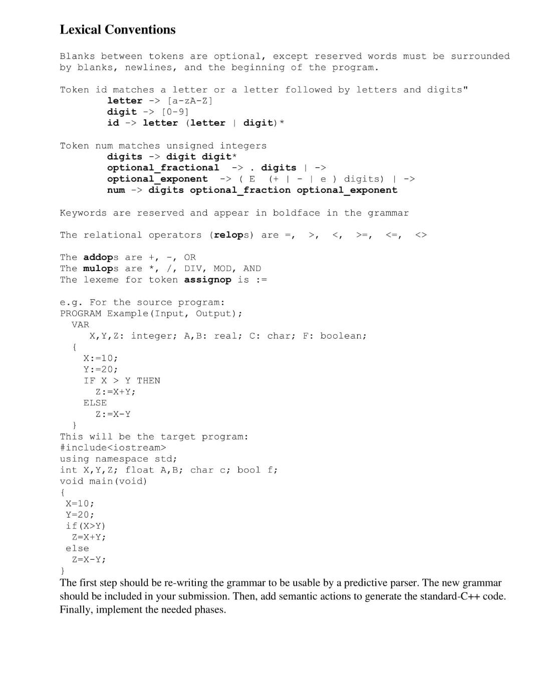 Sub Pascal Compiler You Will Be Implementing Part Of