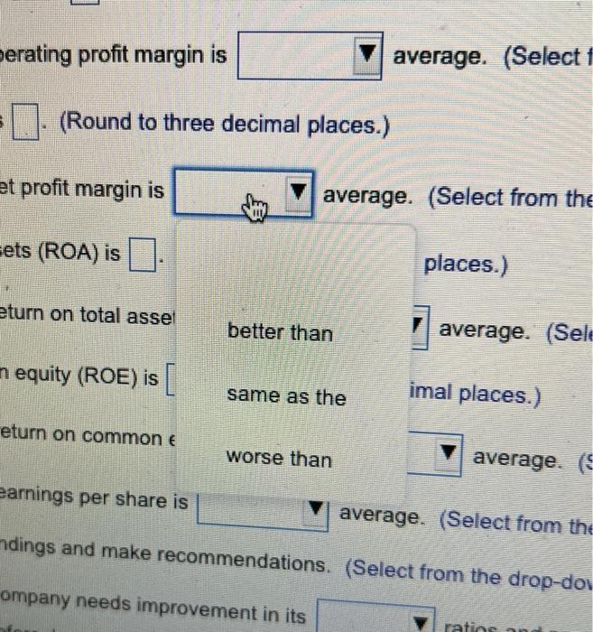 Cross-sectional ratio analysis Use the financial | Chegg.com