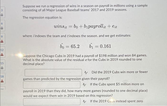 Solved Suppose we run a regression of wins in a season on | Chegg.com