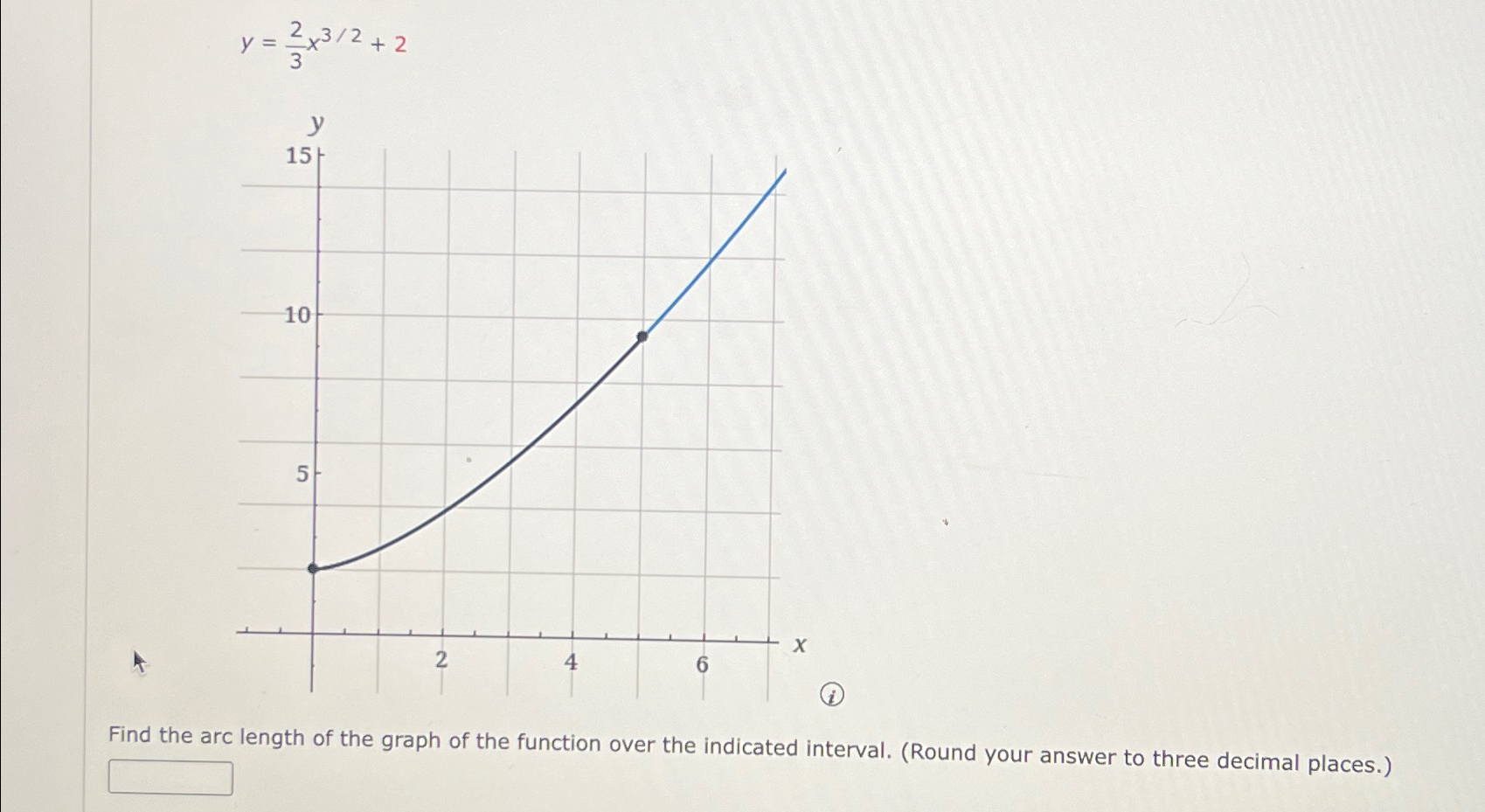 Solved y=23x32+2Find the arc length of the graph of the | Chegg.com
