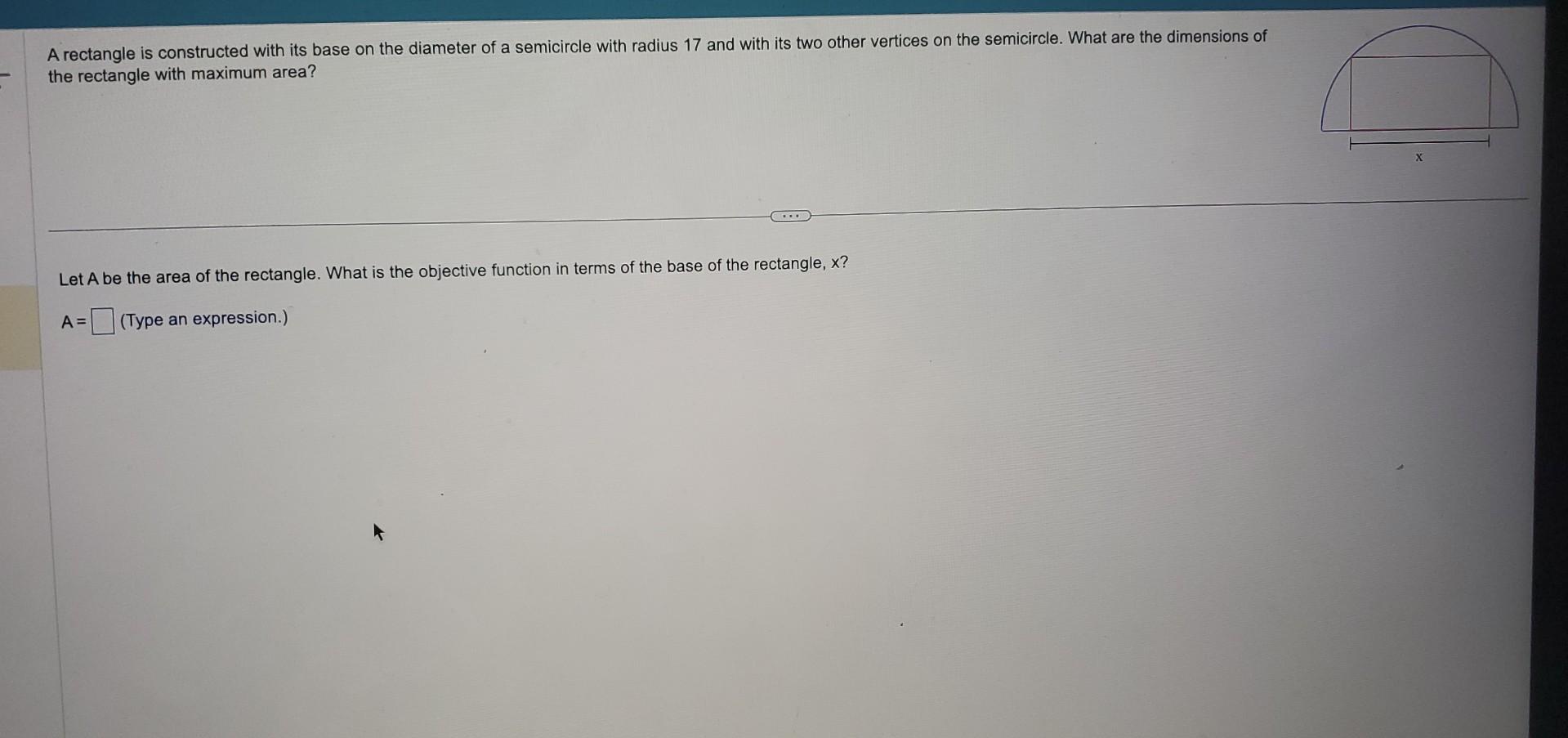 Solved A rectangle is constructed with its base on the | Chegg.com