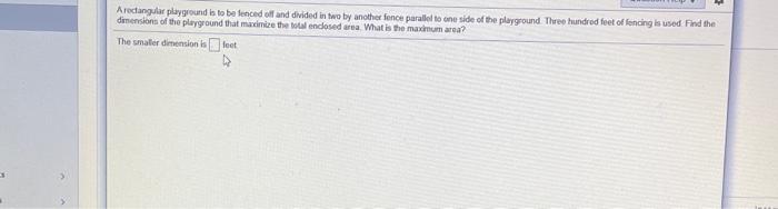 Solved Arectangular playground is to be fenced off and | Chegg.com