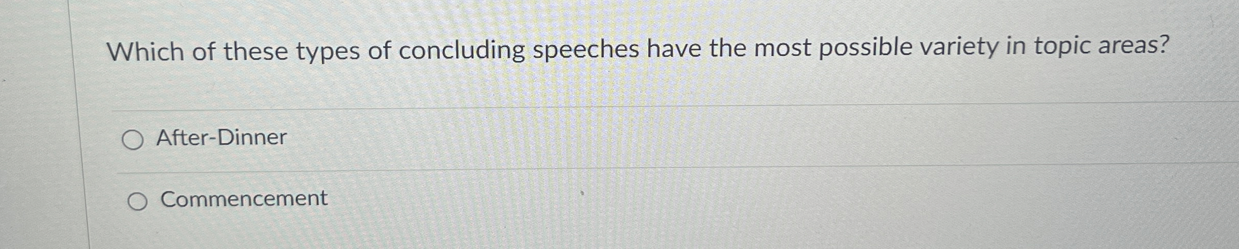 Solved Which of these types of concluding speeches have the | Chegg.com