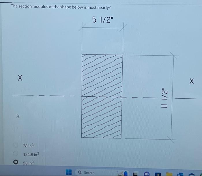 Solved The section modulus of the shape below is most | Chegg.com