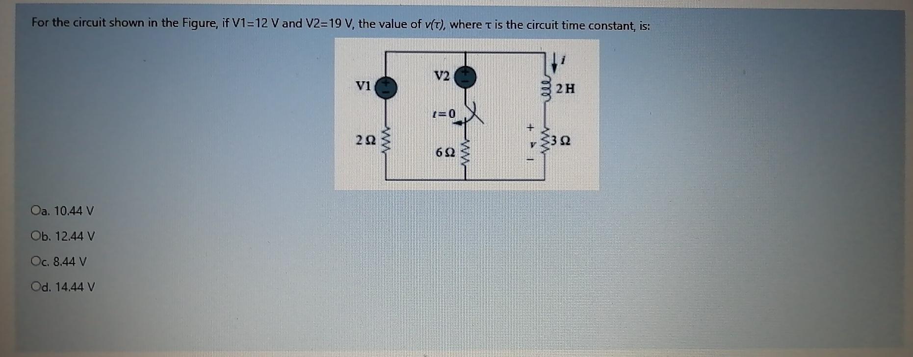 Solved For the circuit shown in the Figure, if V1=12 V and | Chegg.com