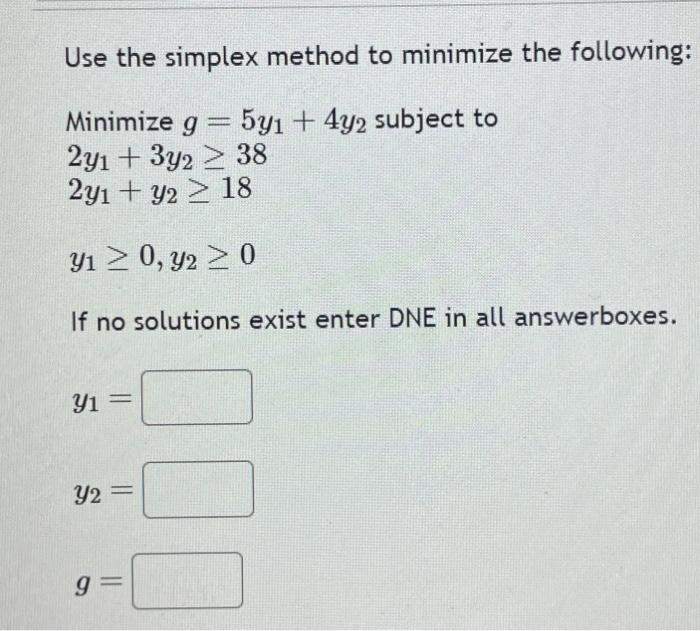 Solved Use the simplex method to minimize the following: | Chegg.com