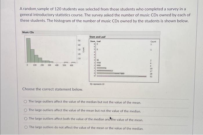 Solved A random sample of 120 students was selected from | Chegg.com