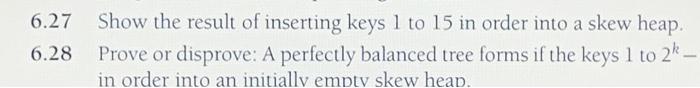 Solved 6.27 Show the result of inserting keys 1 to 15 in | Chegg.com