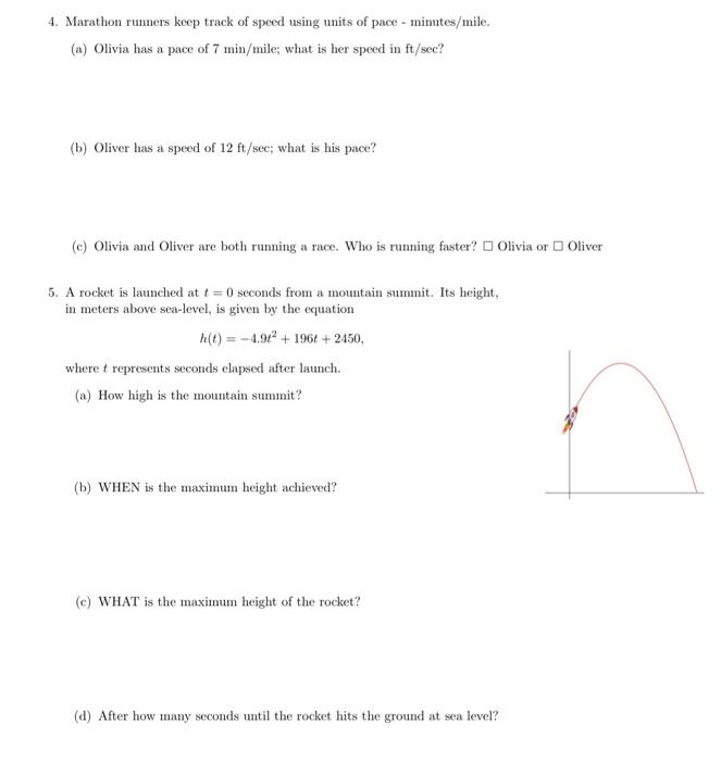 Solved 4. Marathon runners keep track of speed using units | Chegg.com