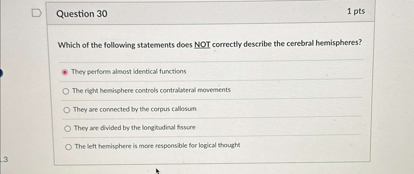 Solved Question 301ptsWhich of the following statements does | Chegg.com