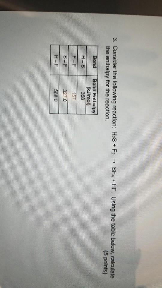 Solved 3. Consider the following reaction: H2S + F2 — SF4 + | Chegg.com Solved 3. Consider the following reaction: H2S + F2 — SF4 + | Chegg.com