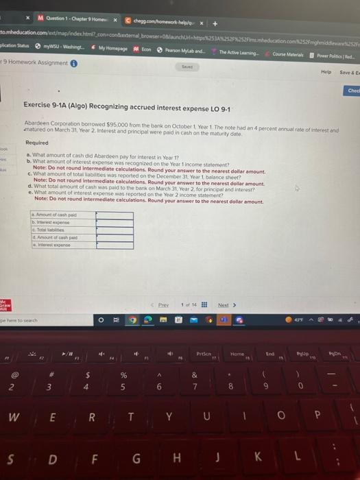 Solved Exercise 9-1A (Algo) Recognizing accrued interest | Chegg.com