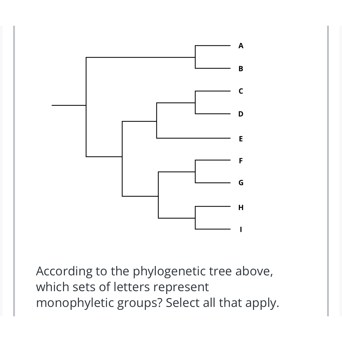 According to the phylogenetic tree above, which sets | Chegg.com