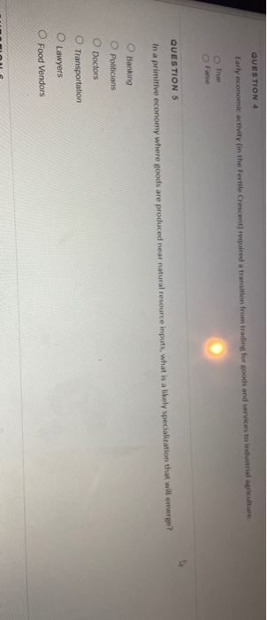 Solved QUESTION 4 Early economic activity (in the Fertile | Chegg.com