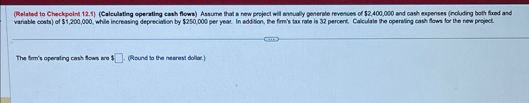 Solved (Related to Checkpoint 12.1) (Calculating operating | Chegg.com
