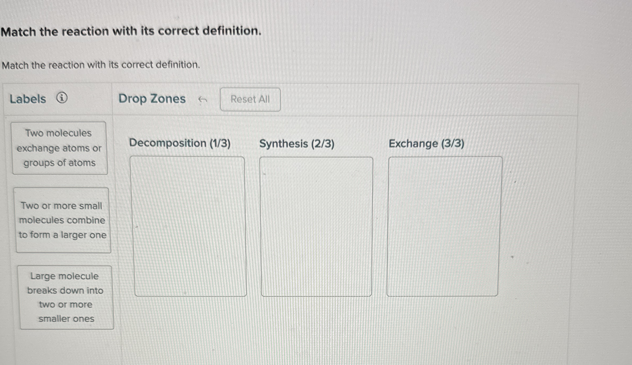Solved Match the reaction with its correct definition.Match | Chegg.com