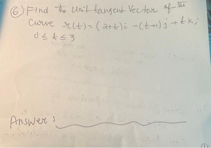 Solved Find the Unit tangent Vector of the curve | Chegg.com