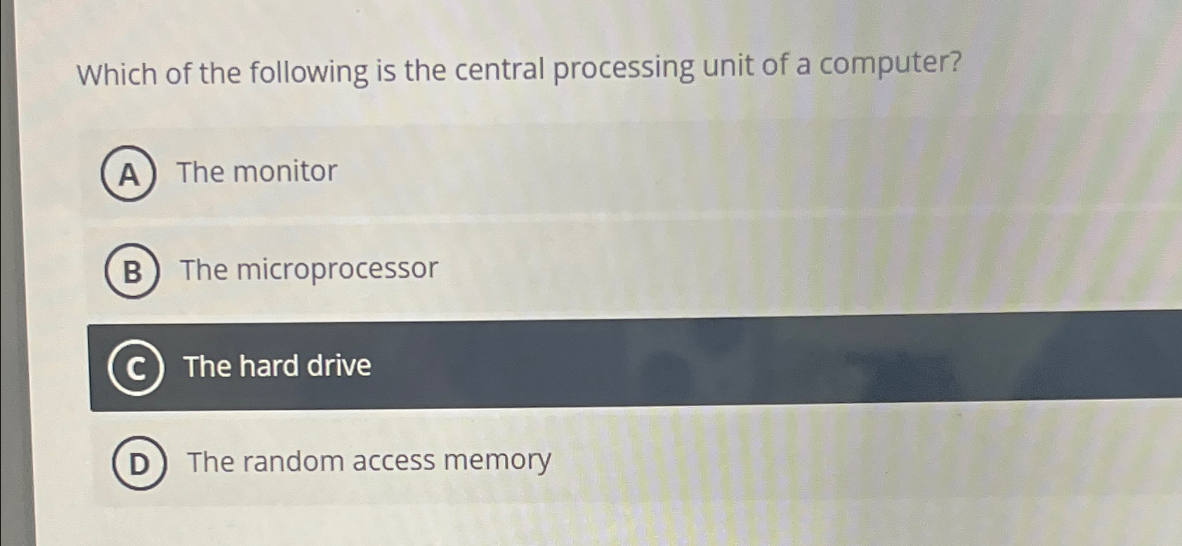 Solved Which of the following is the central processing unit | Chegg.com