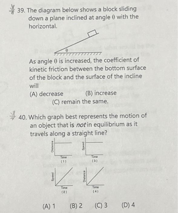 Solved 39. The diagram below shows a block sliding down a | Chegg.com