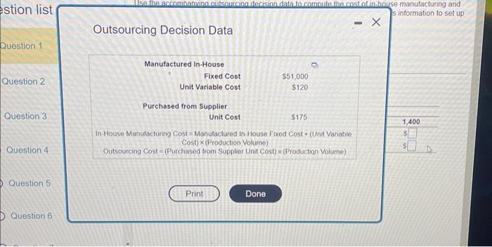 Solved Use the accompanying outsourcing decision data to | Chegg.com Solved Use the accompanying outsourcing decision data to | Chegg.com