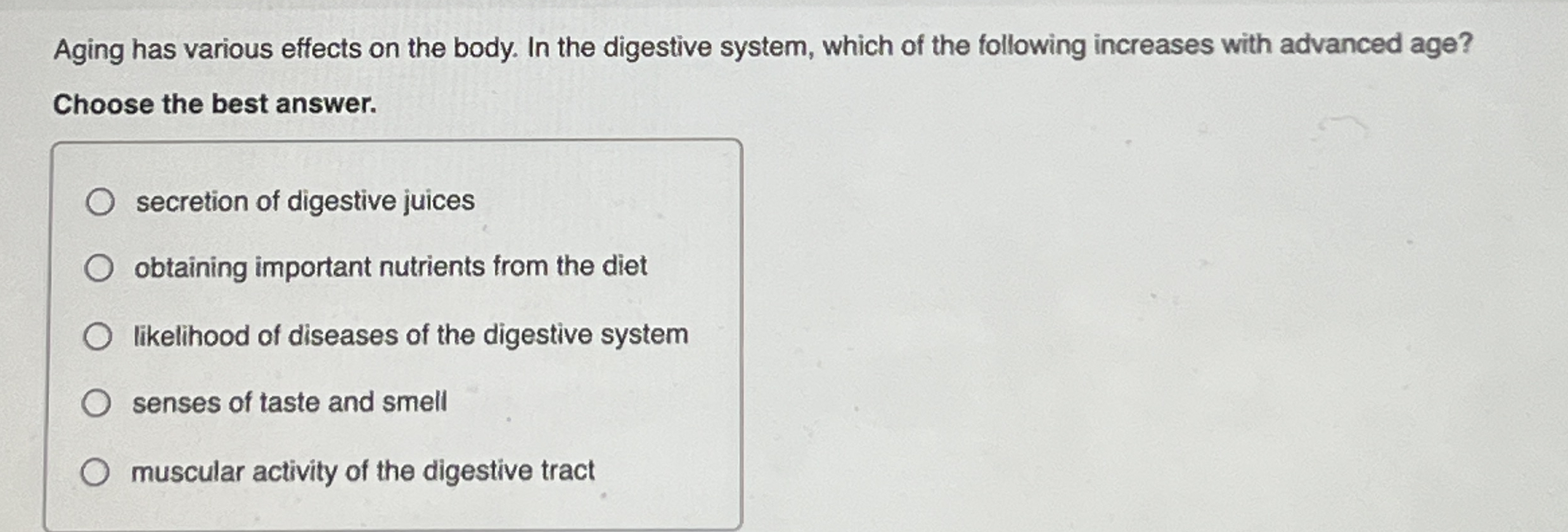 Solved Aging has various effects on the body. In the | Chegg.com