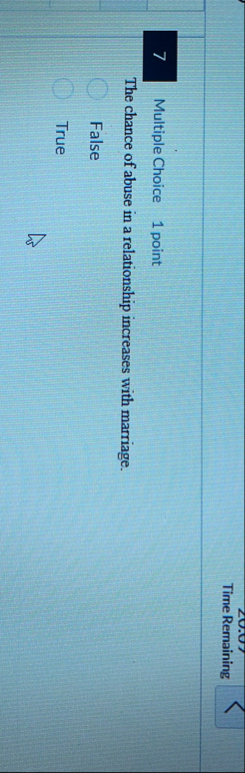 Solved Time Remaining7 ﻿Multiple Choice 1 ﻿pointThe chance | Chegg.com