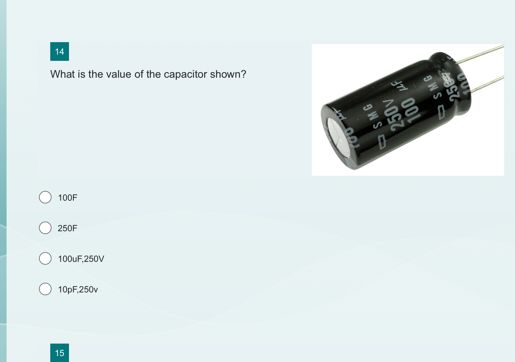 Solved 14What is the value of the capacitor | Chegg.com
