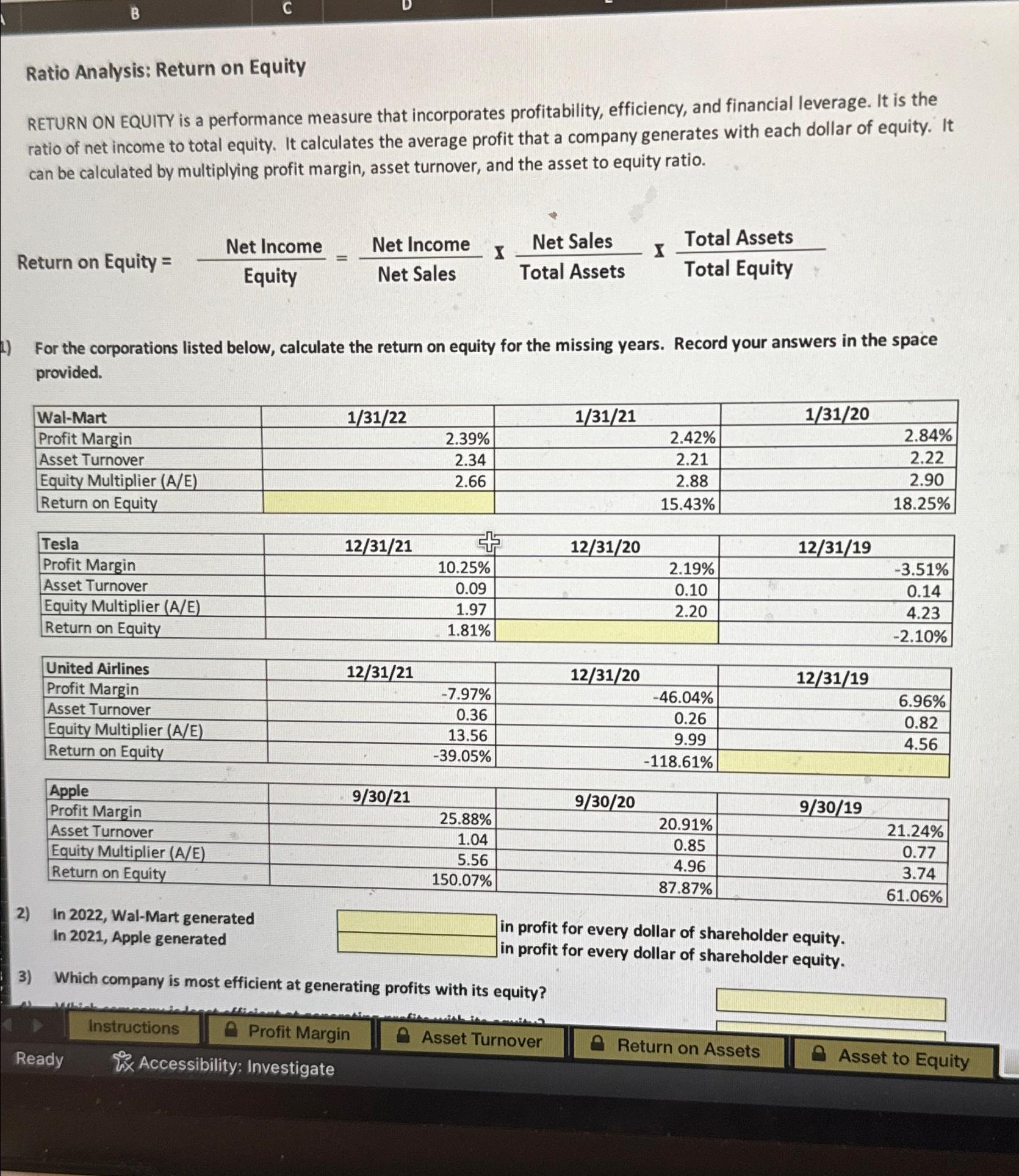 Solved Ratio Analysis: Return on EquityRETURN ON EQUITY is a | Chegg.com