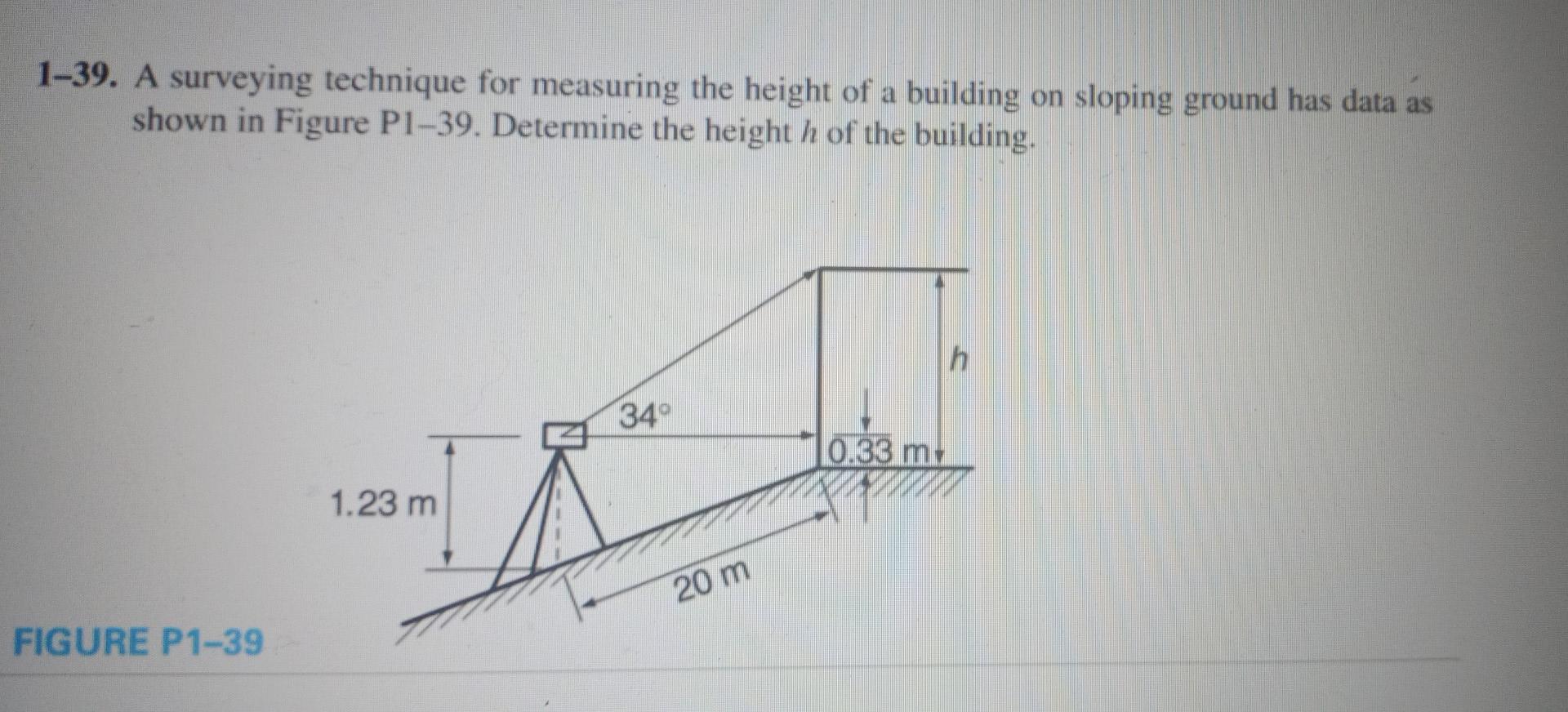 Solved 1-39. A surveying technique for measuring the height | Chegg.com