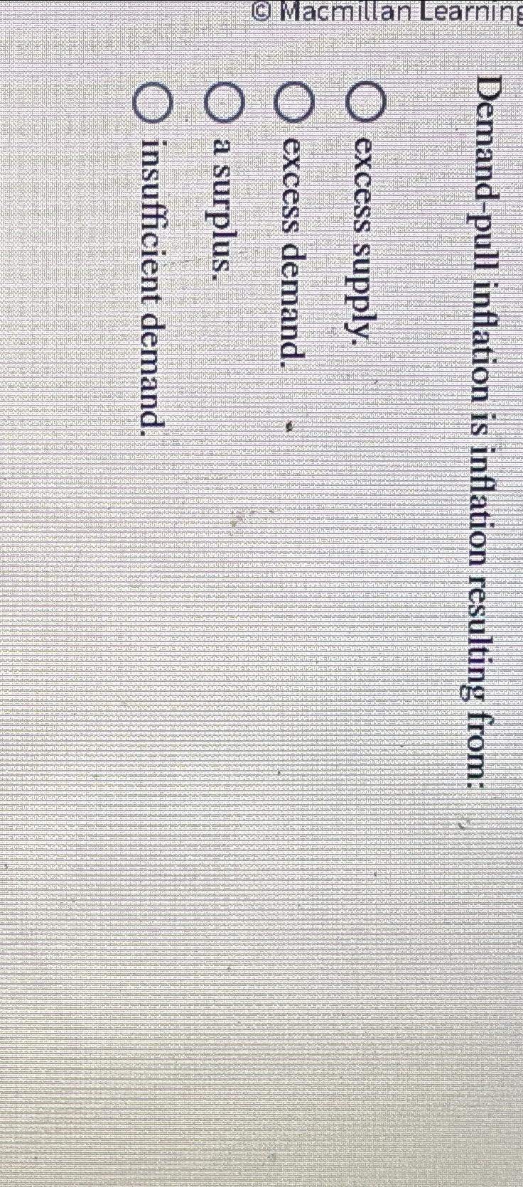 Solved Demand-pull inflation is inflation resulting | Chegg.com