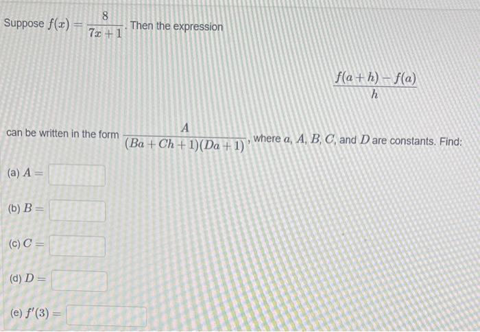 Solved Suppose f(x)=7x+18. Then the expression can be | Chegg.com