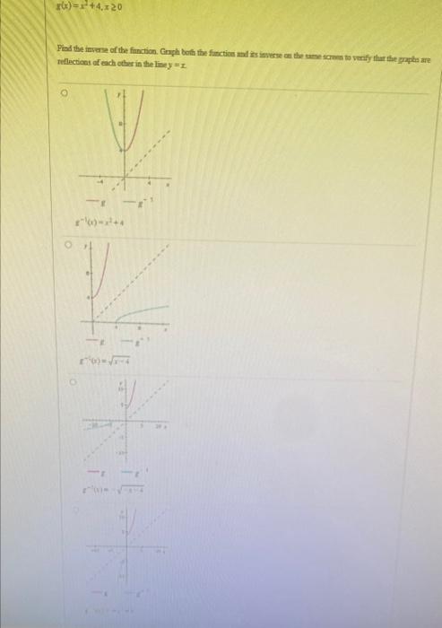 Solved I(x)=x2+4,π20 reflections of ench other in the liney | Chegg.com