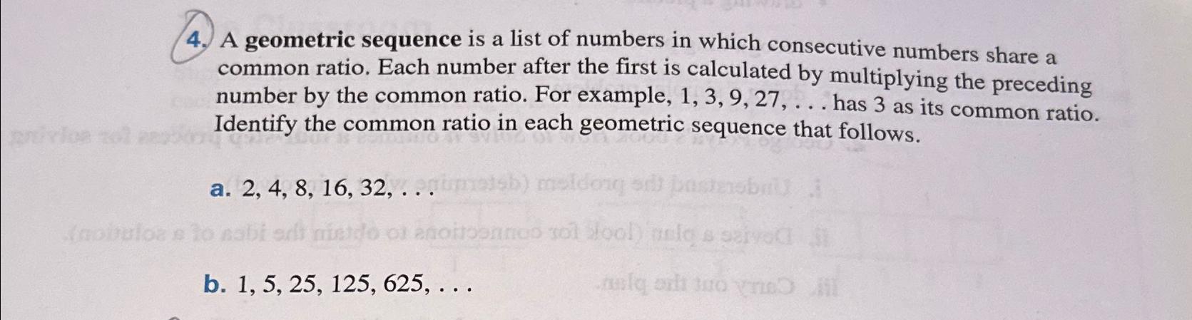 Solved A geometric sequence is a list of numbers in which | Chegg.com
