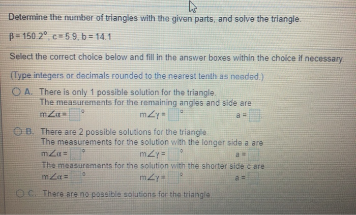 Solved Determine the number of triangles with the given | Chegg.com