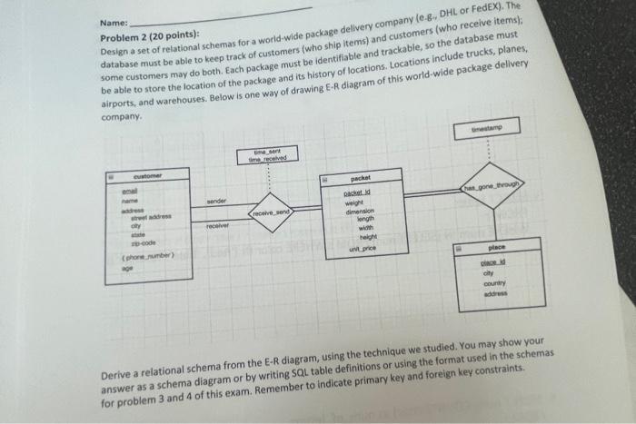 Solved Draw an ER diagram to model this scenario. Think | Chegg.com