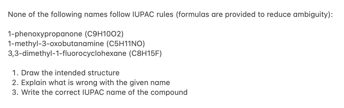 Solved None of the following names follow IUPAC rules | Chegg.com