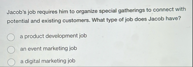 Solved Jacob's job requires him to organize special | Chegg.com