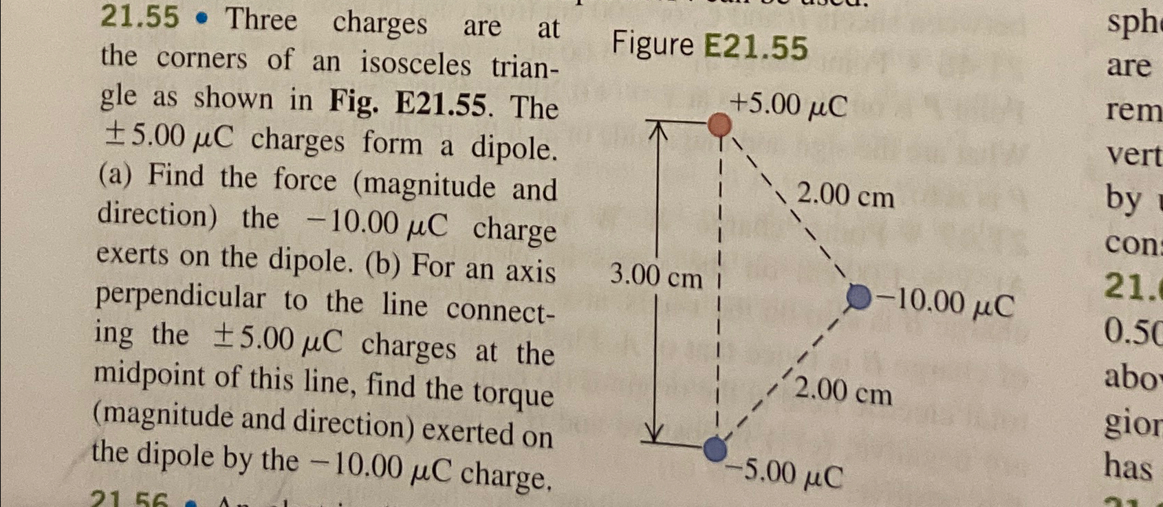 Solved 21.55 - Three charges are at the corners of an | Chegg.com