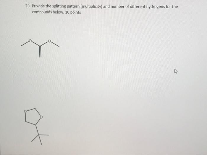 Solved 2.) Provide the splitting pattern (multiplicity) and | Chegg.com