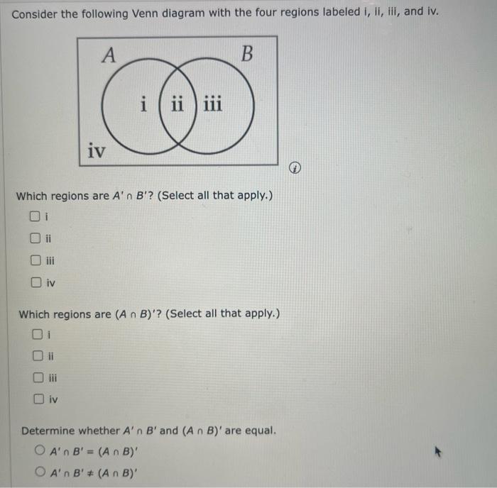Solved Consider the following Venn diagram with the four | Chegg.com